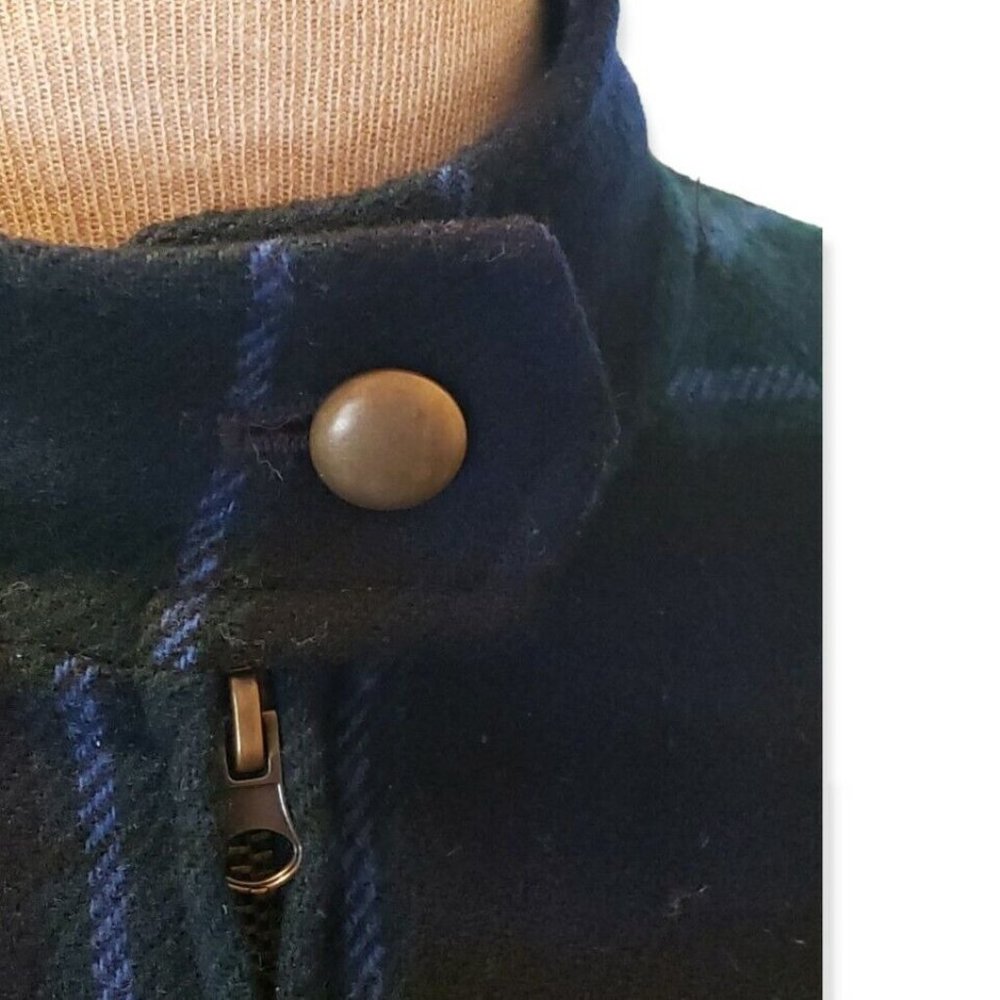 Vintage Pendleton Wool Bomber Jacket Blue Green Plaid… - Gem